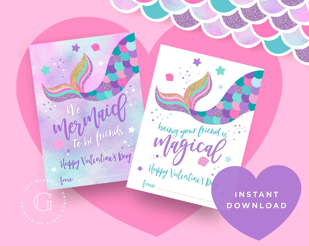 Mermaid Valentines Cards. Valentines Day. Classroom Valentines ...