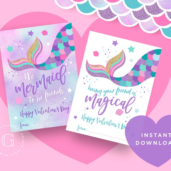 Mermaid Valentine Cards - Etsy