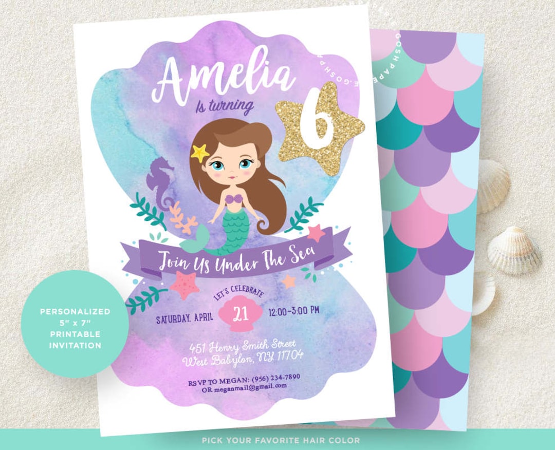 Mermaid Invitation. Little Mermaid Invitation. Mermaid Birthday ...