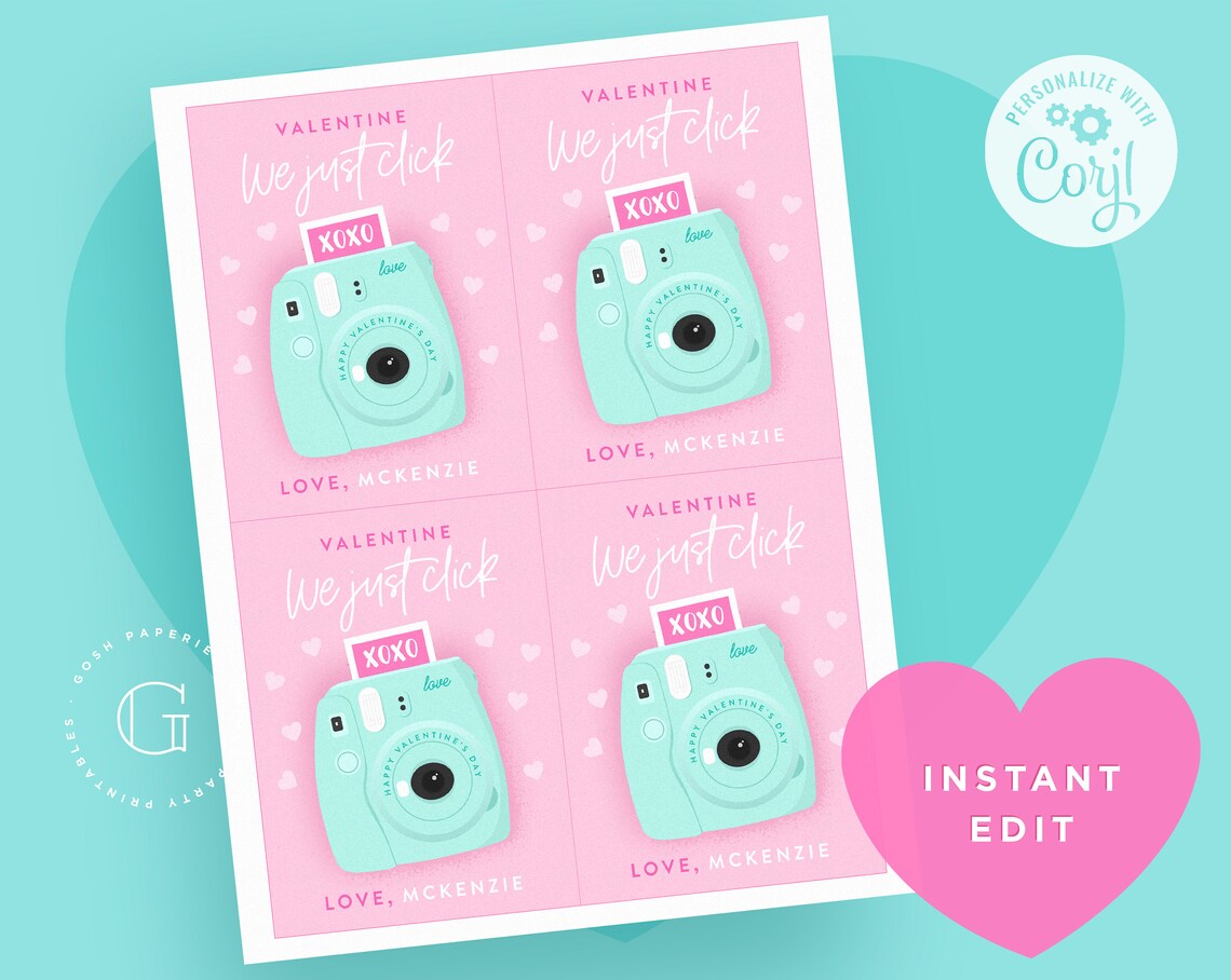 Polaroid Valentines Card. Instant Camera Valentines Card. | Etsy