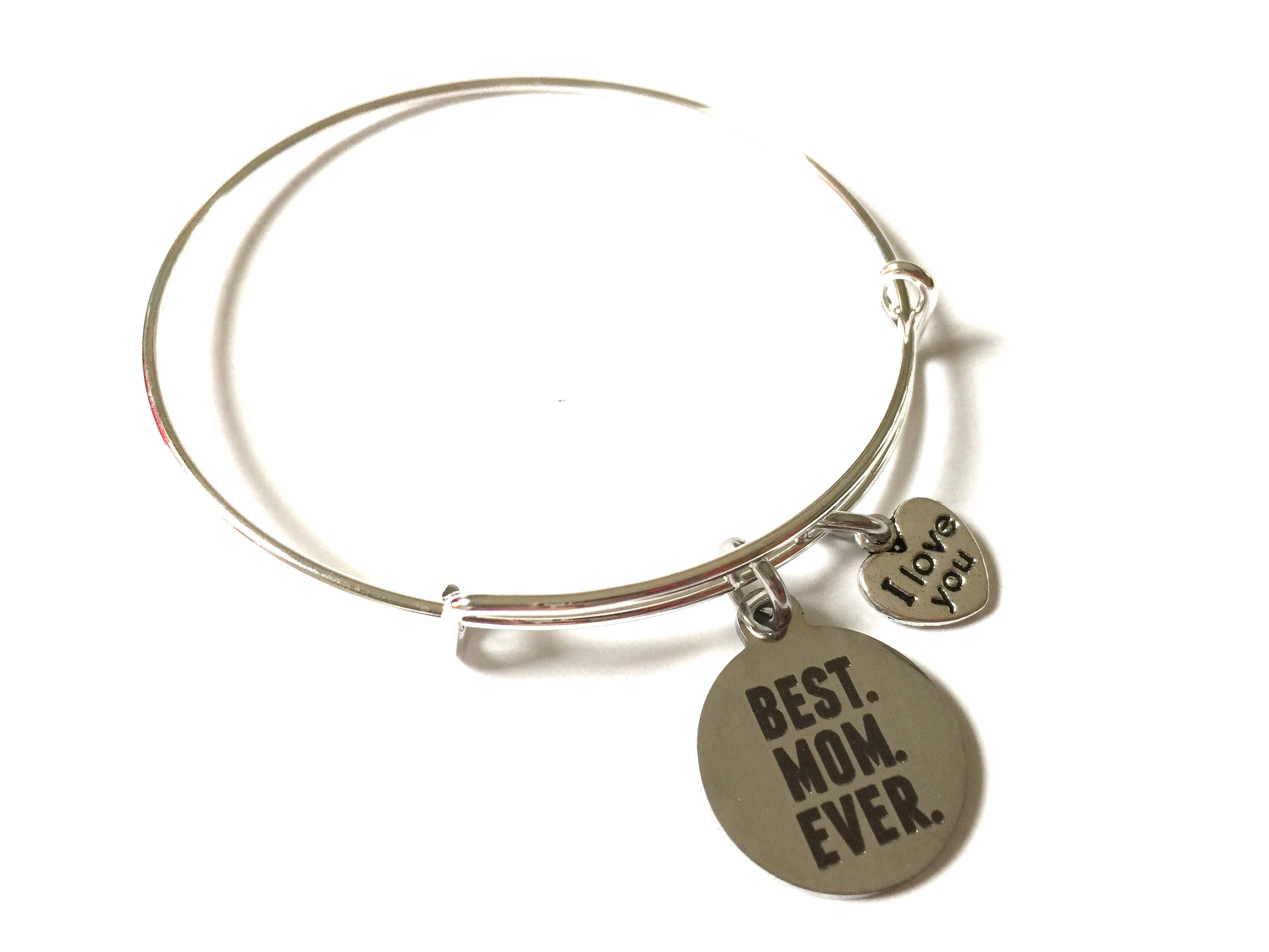 Best Mom Ever Bracelet Mother Adjustable Bangle Jewelry Silver | Etsy