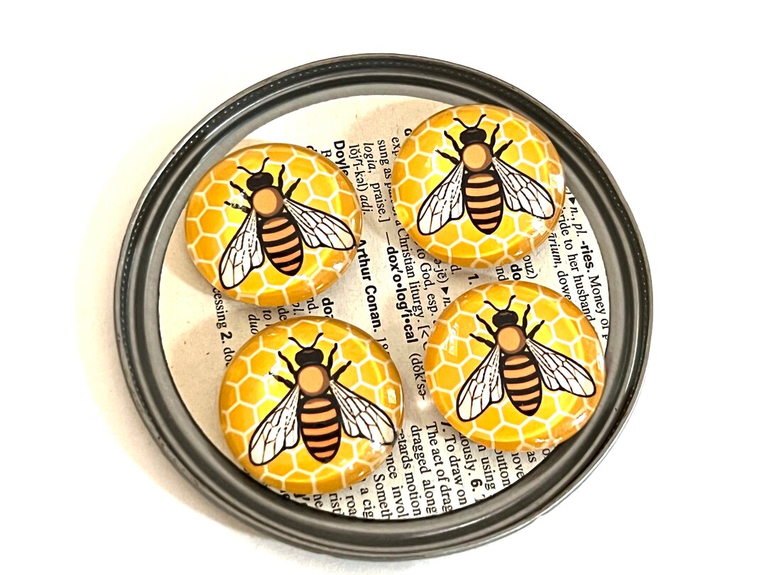 Bee Magnets: Upcycled Glass Tile Bumblebee Set - Etsy
