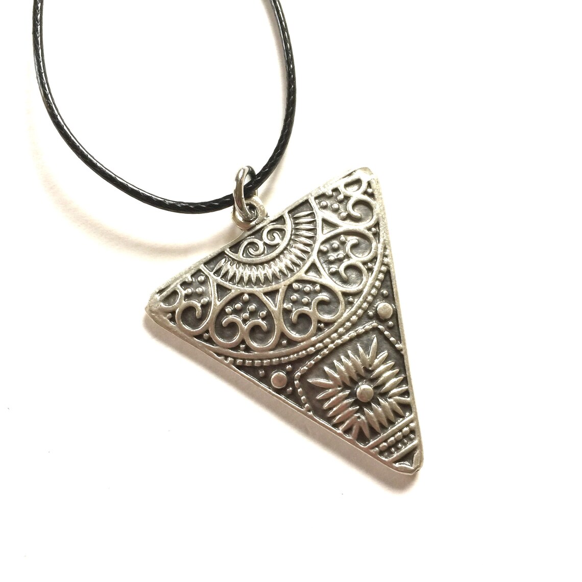 Large Silver Triangle Pendant Necklace Huge Arrow Shiny Silver - Etsy