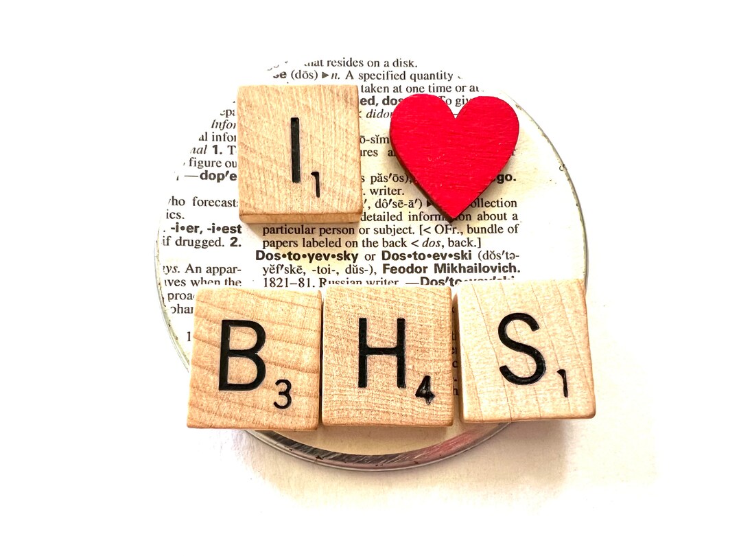 Custom Initial Magnets I Heart Scrabble Wood Personalized School Spirit ...