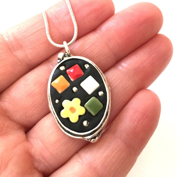 Mosaic Tile Pendant - Etsy