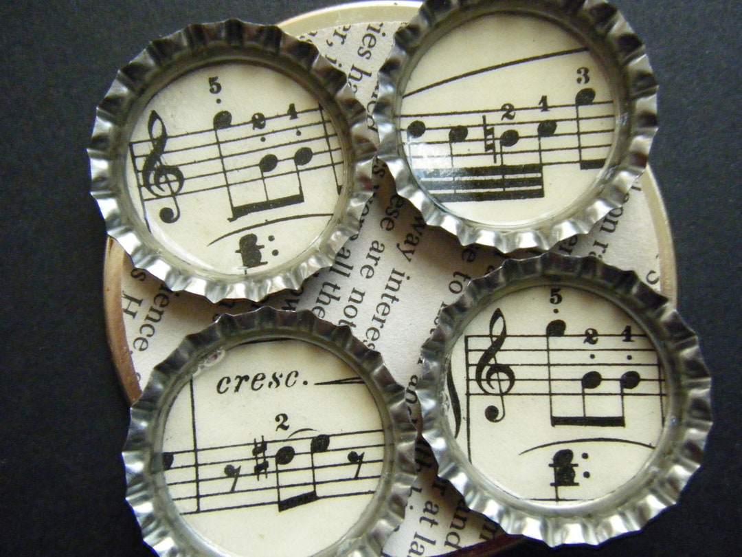 Music Magnets Bottlecap Vintage Song Musical Bottle Cap Recycled ...