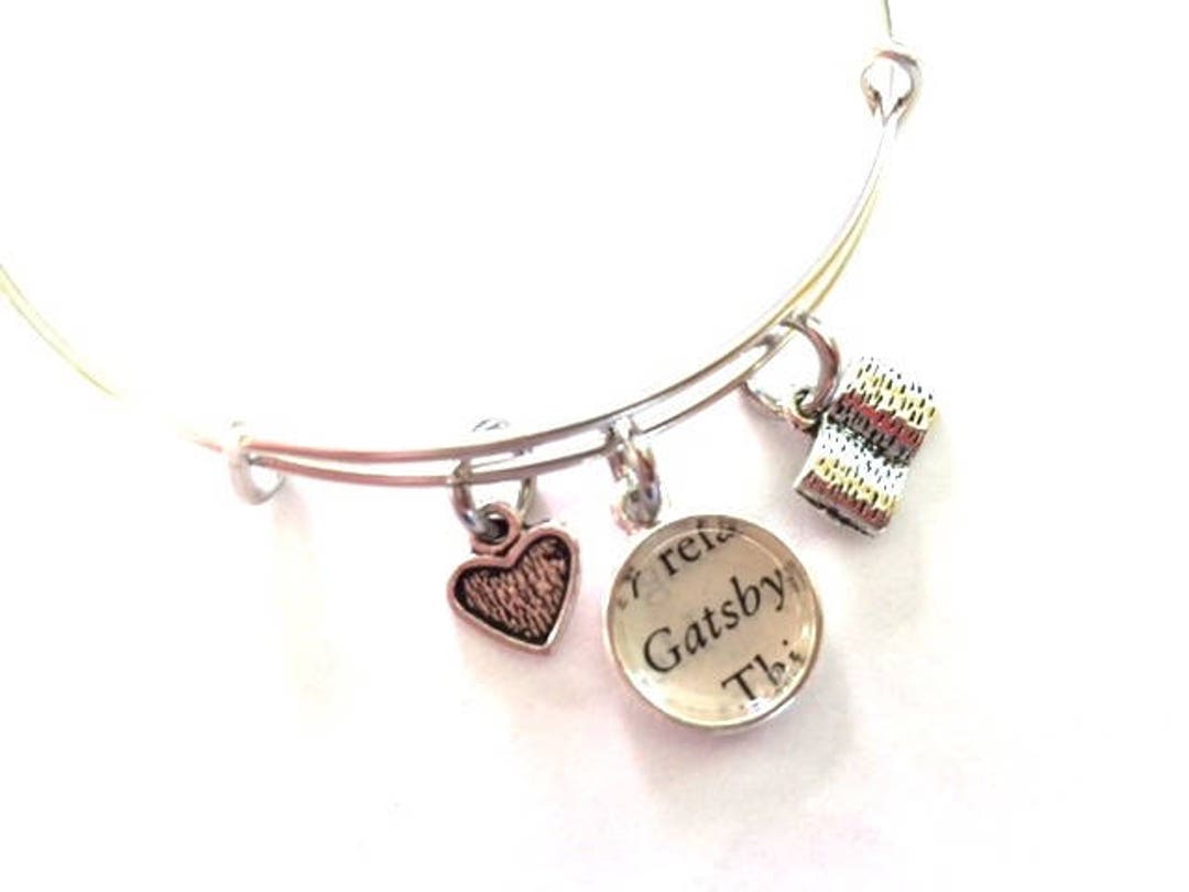Gatsby Book Bracelet Bangle Silver Adjustable Reading Literature Read ...