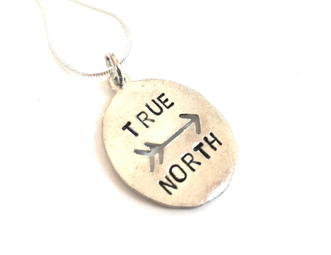 True North Necklace: Hand Stamped Arrow Silver Pendant - Etsy