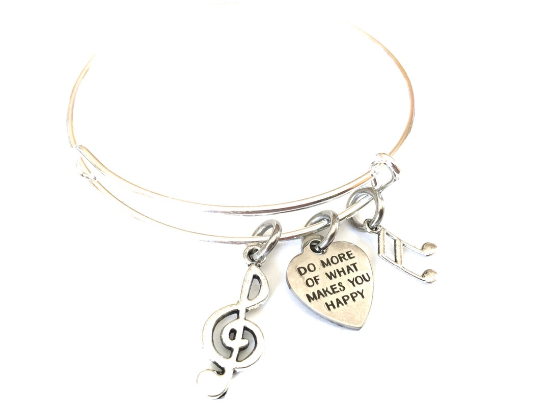 Music Bracelet Bangle Do More of What Makes You Happy Music Notes G ...