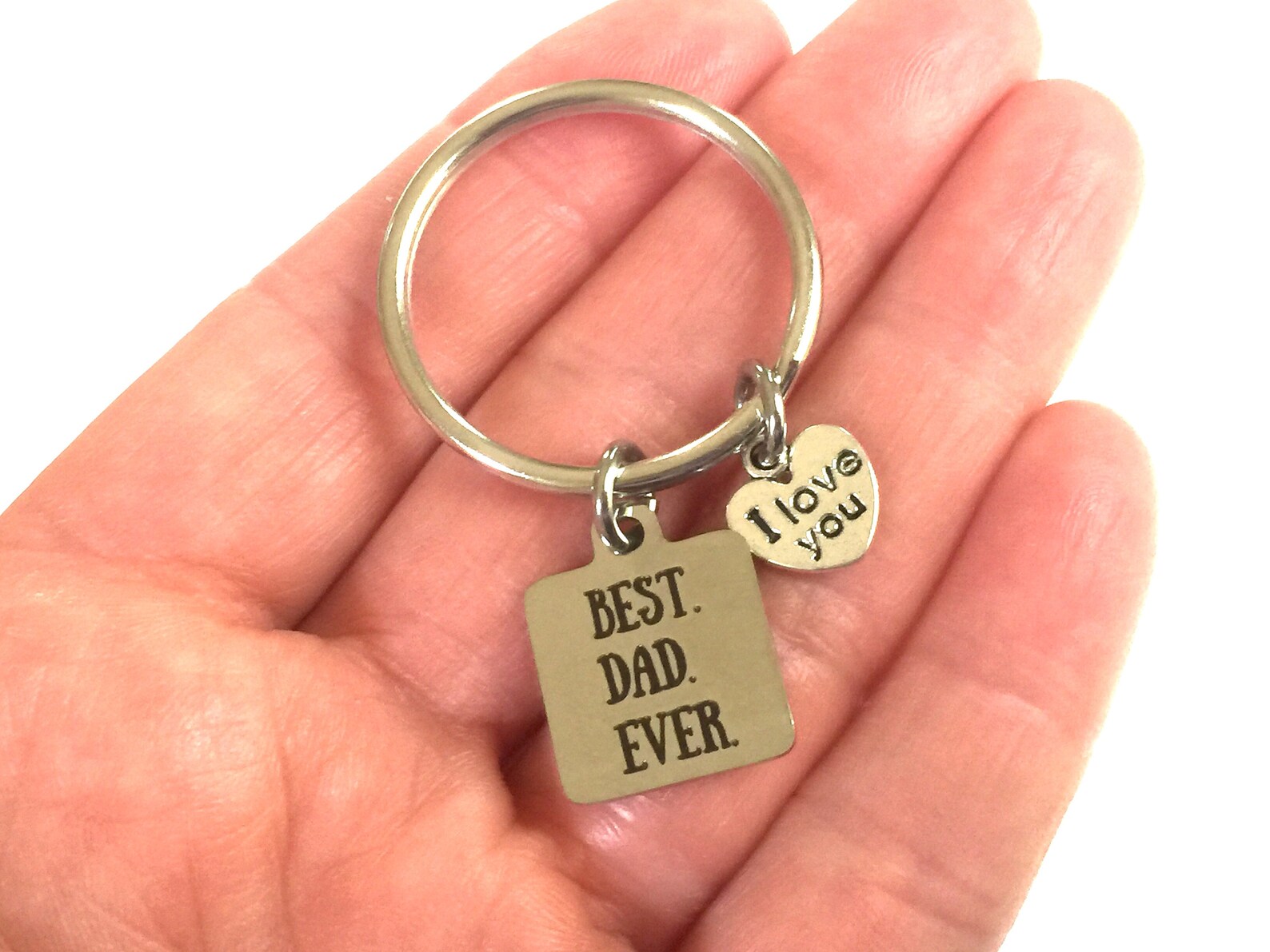 Best Dad Ever Keychain From Kids Father Split Ring Men's | Etsy