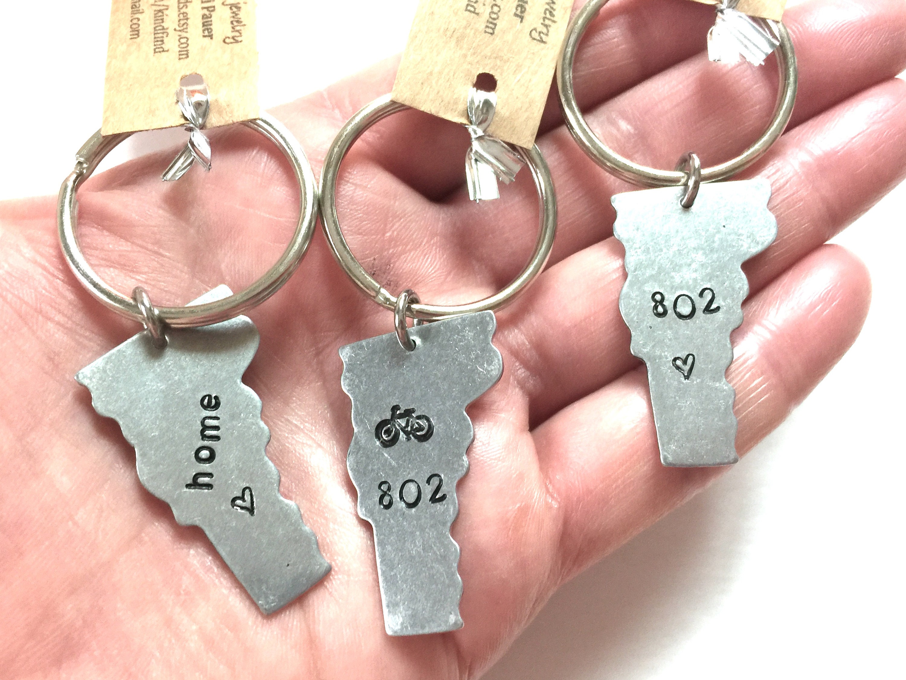 Vermont Necklace Keychain Custom Personalized Key Chain Split - Etsy