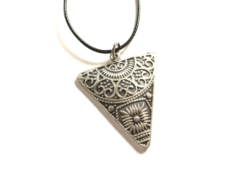 Large Silver Triangle Pendant Necklace Huge Arrow Shiny Silver | Etsy