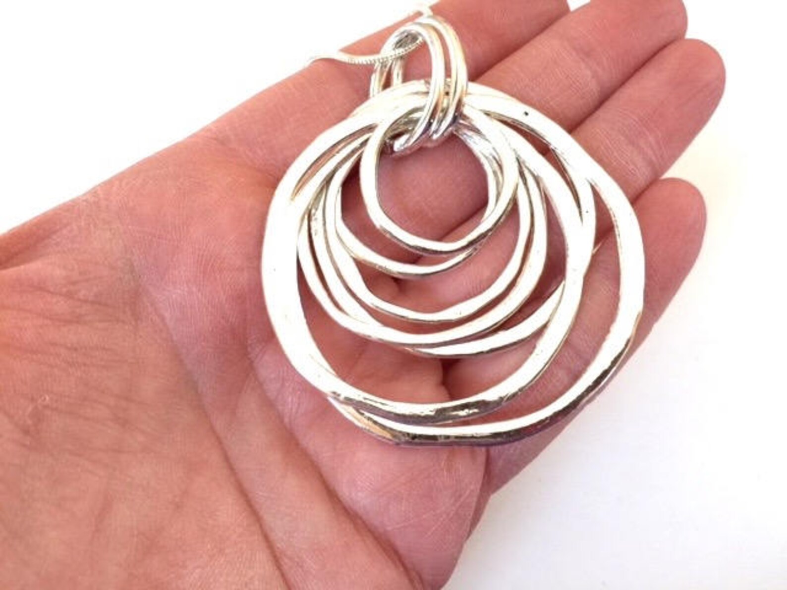 Multi Ring Necklace Large Loose Circles Huge Round Shiny | Etsy