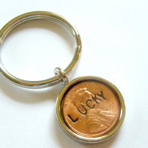 Lucky Penny Keychain Custom Year Fab Split Ring Men's Copper Stamped ...