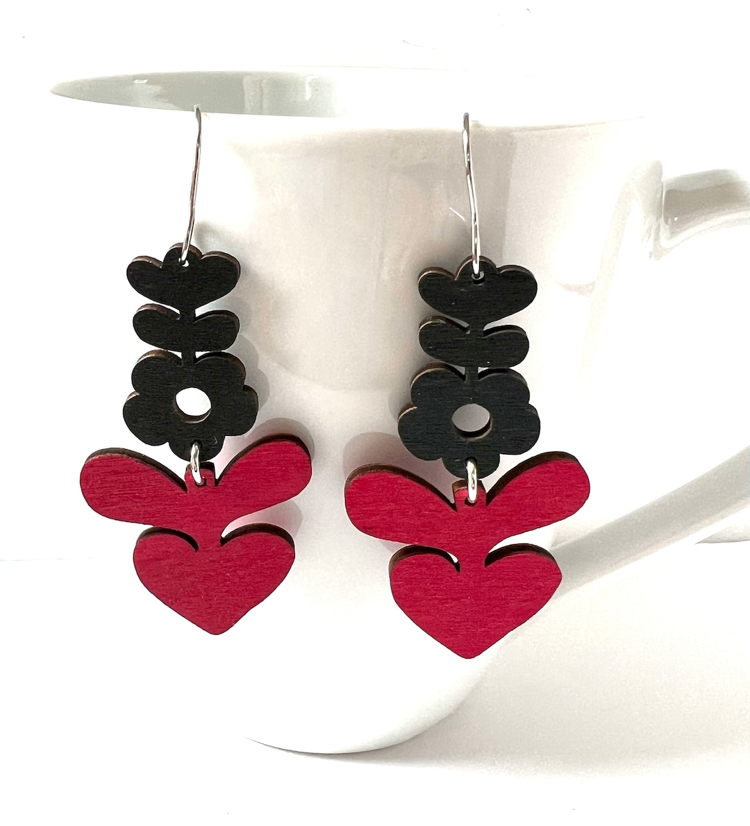 Bleeding Heart Wood Earrings: Laser Cut Dangle Statement Jewelry - Etsy