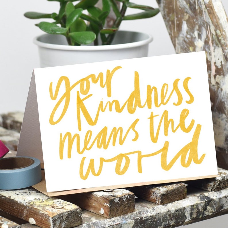 Your Kindness Means the World Encouraging/thank You Card - Etsy