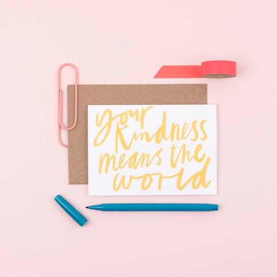 Your Kindness Means the World Encouraging/thank You Card - Etsy