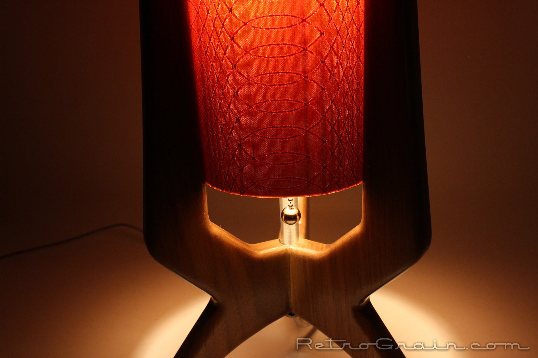 Danish Modern Lamp Table Lamp Walnut Wood Short Orange | Etsy