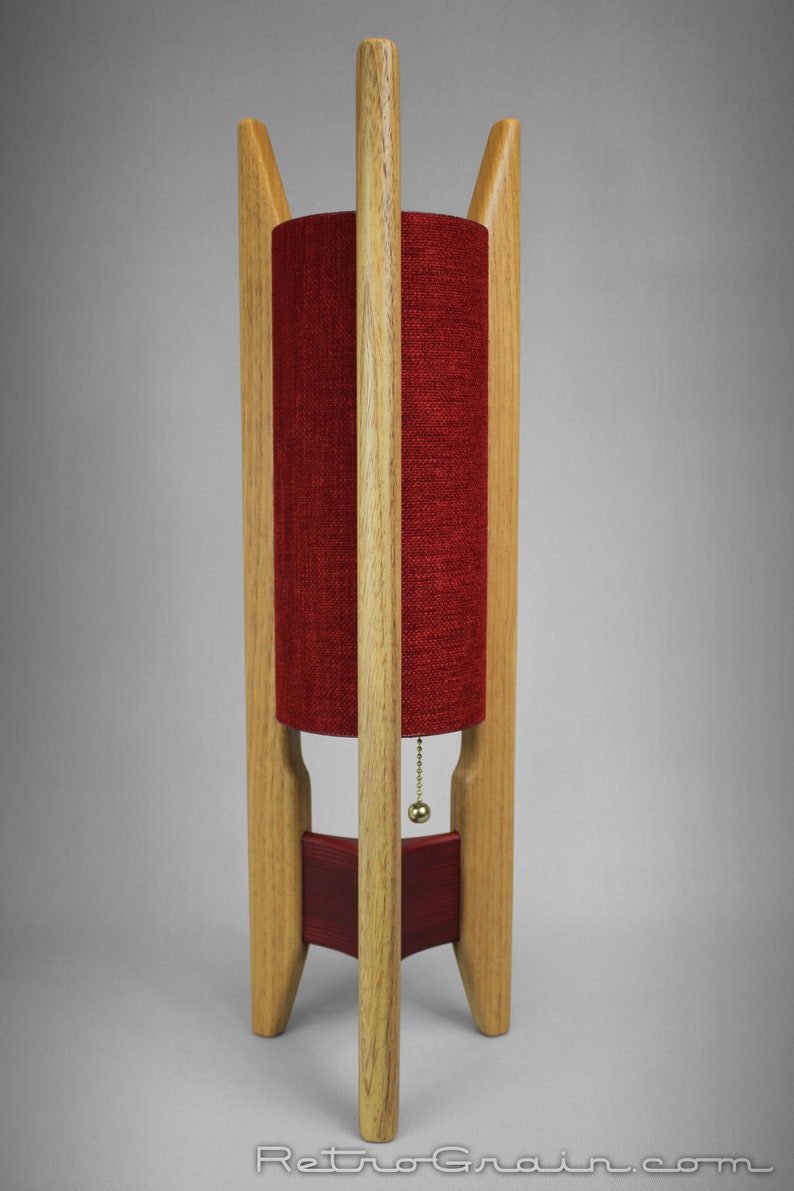 MCM Table Lamp - Mid-century Modern Style - Spanish Cedar - Crimson Red ...