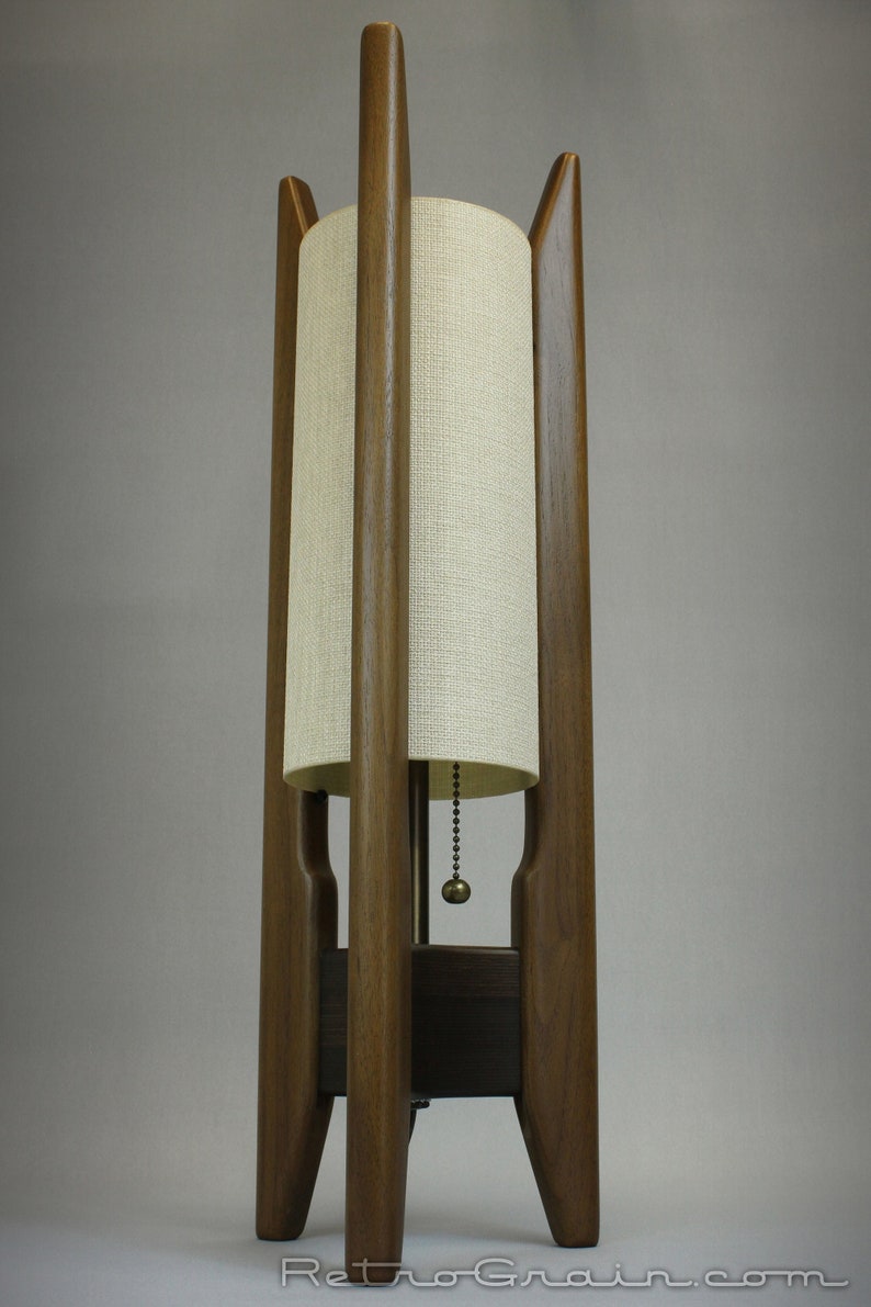 MCM Table Lamp Mid-century Modern Style Walnut Wood - Etsy