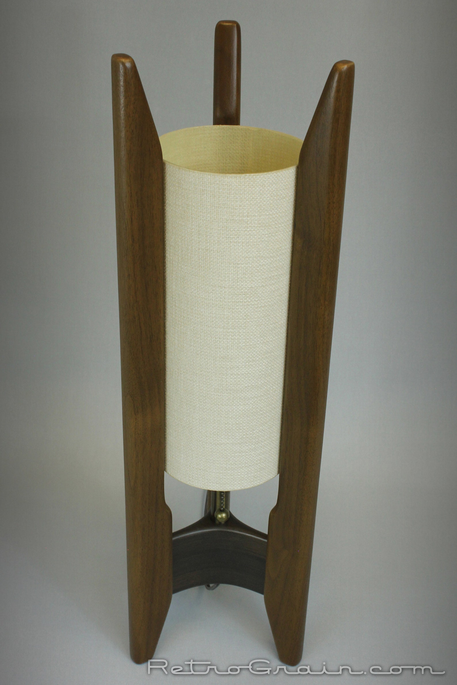 MCM Table Lamp - Mid-century Modern Style - Walnut Wood - Linen Shade ...