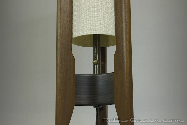 MCM Table Lamp Mid-century Modern Style Walnut Wood - Etsy