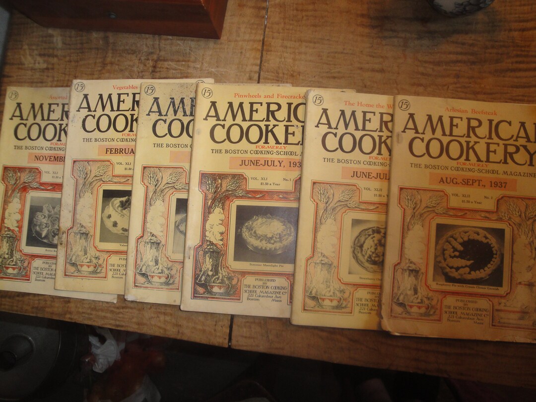 6 Boston Cooking School Magazines 1936/37 American Cookery Recipes ...