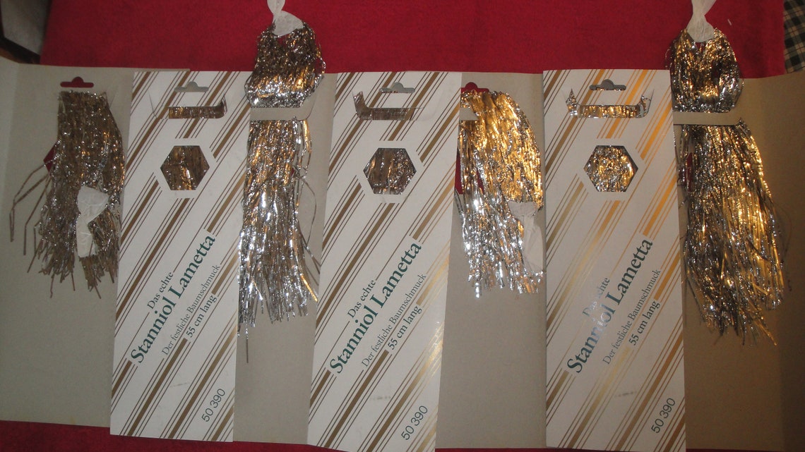 ONE Authentic Real LEAD Silver Christmas Tree TINSEL Antique Vintage 18 ...