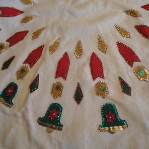 Stunning 1960s Tree Skirt Home Made Spangles Felt Hand Stitched Vintage ...