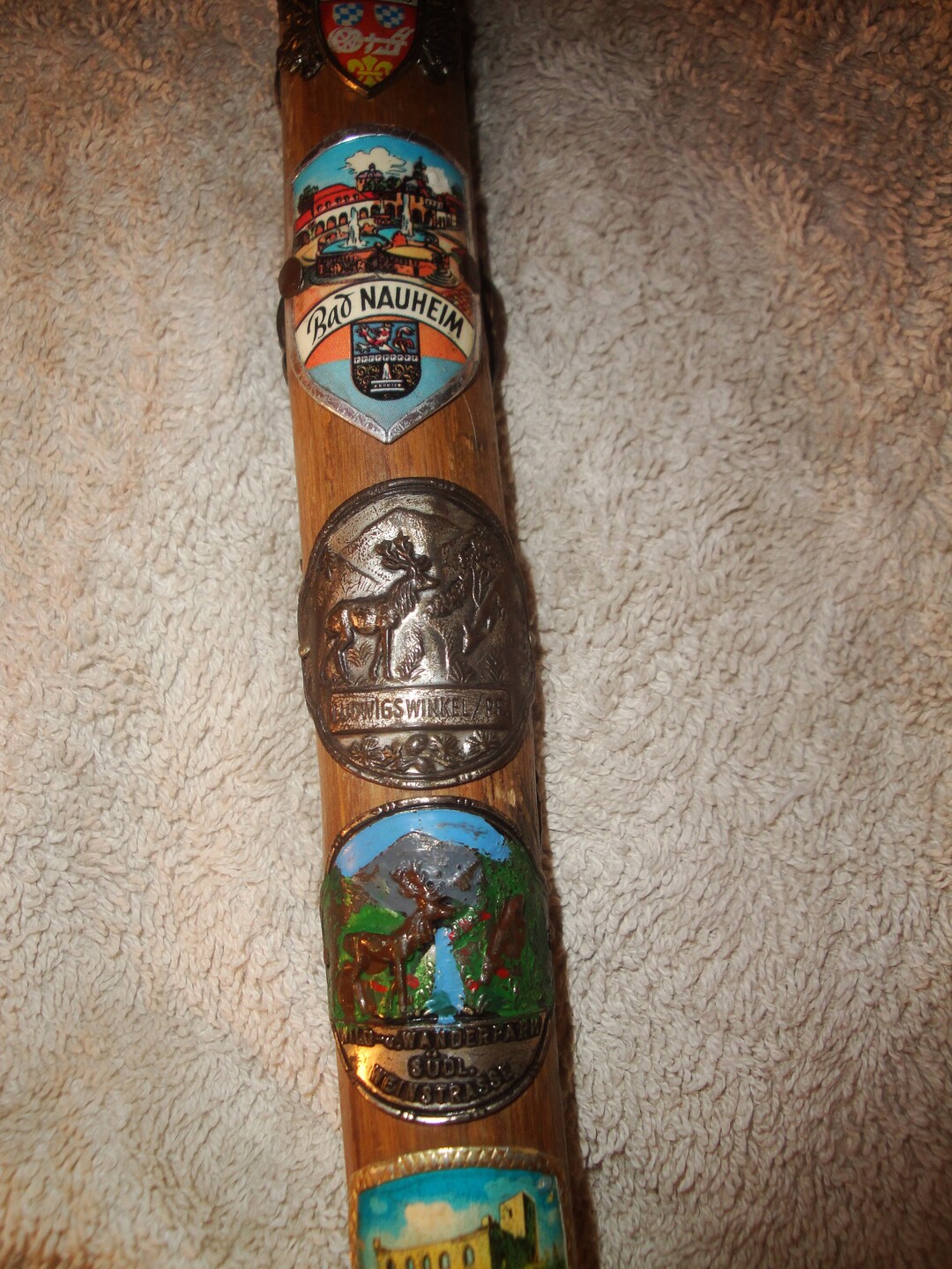1930s-1950s German Pre World War II Hiking Cane 32 Badges Wanderstock ...