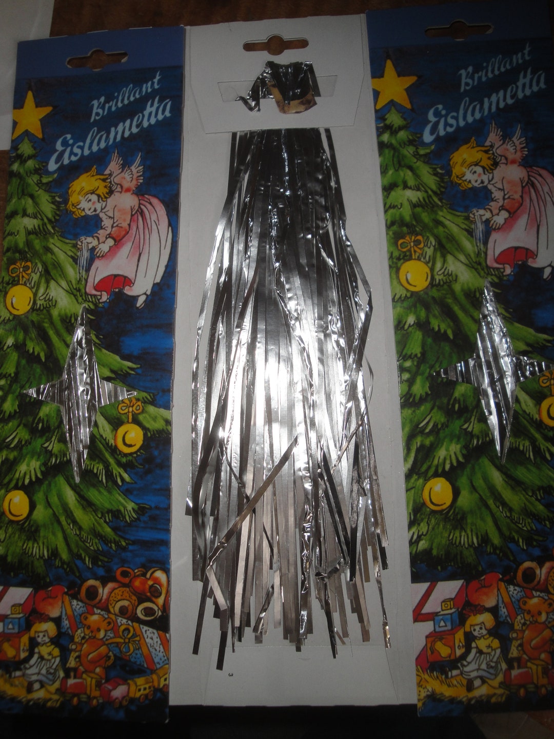 TEN 10 Packs German Silver Metal Foil Christmas Tree Tinsel Icicles ...