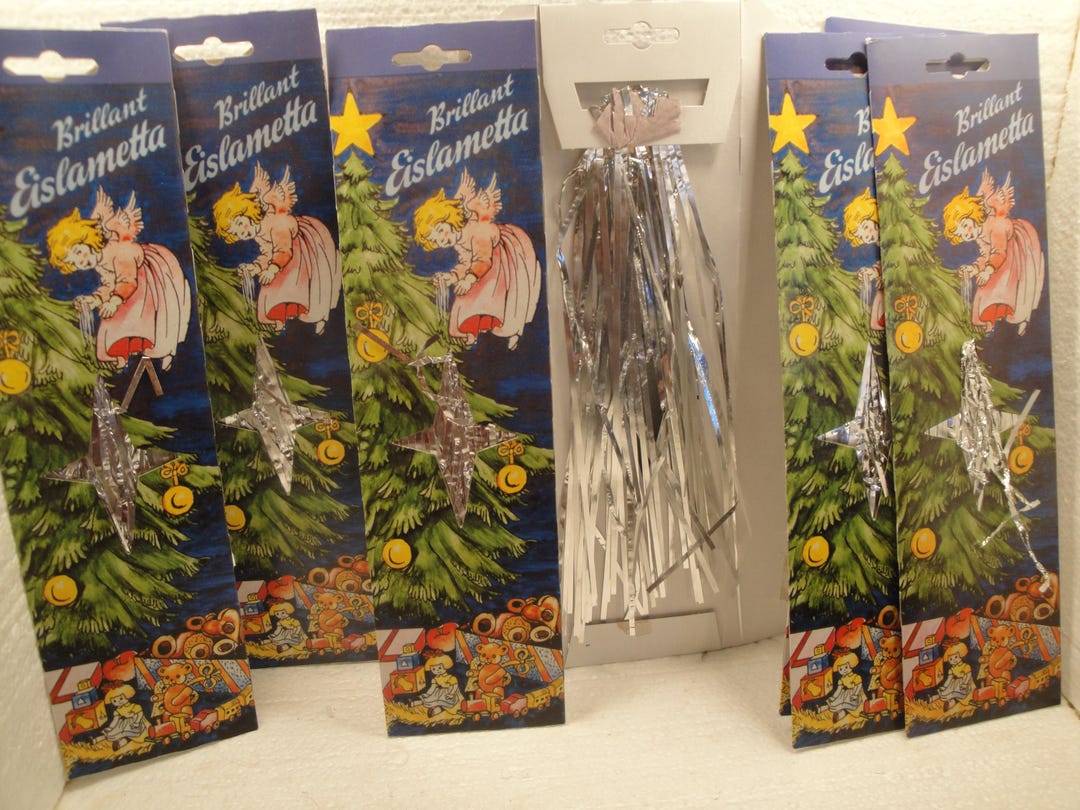 5 Packs German Real Metal Foil Christmas Tree Tinsel Icicles Old ...