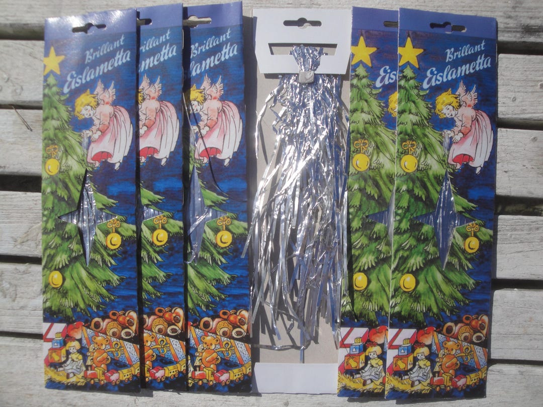 TEN (10) Packs German Silver Metal Foil ALUMINUM Christmas Tree Tinsel ...