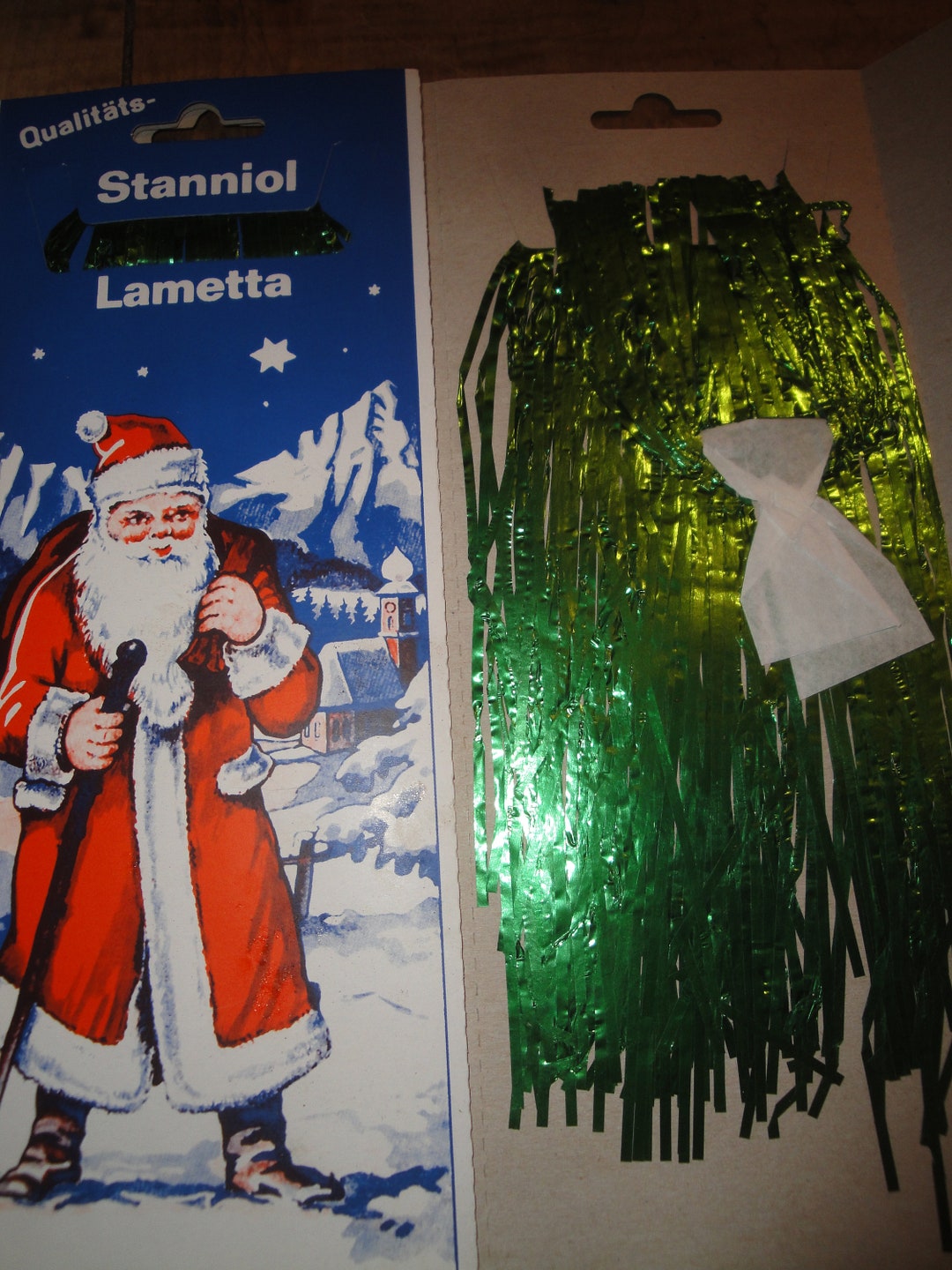 ONE Vintage Real Metal Foil EMERALD GREEN Christmas Tree Old Fashioned ...