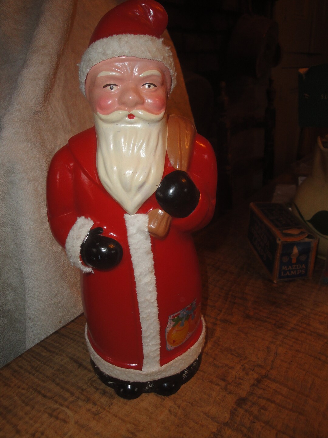 German Santa Candy Container Hard Plastic Hand Painted C 1950s St ...