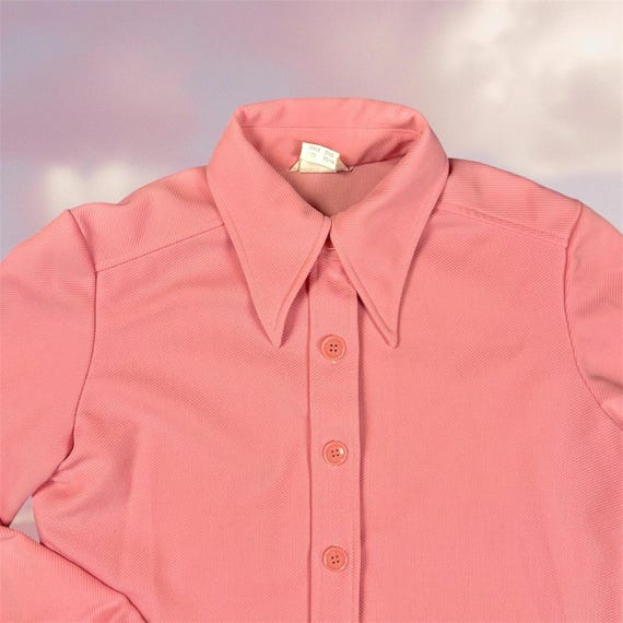 70’s Pastel Pink Dagger Collar Chore Jacket Button Up… - Gem