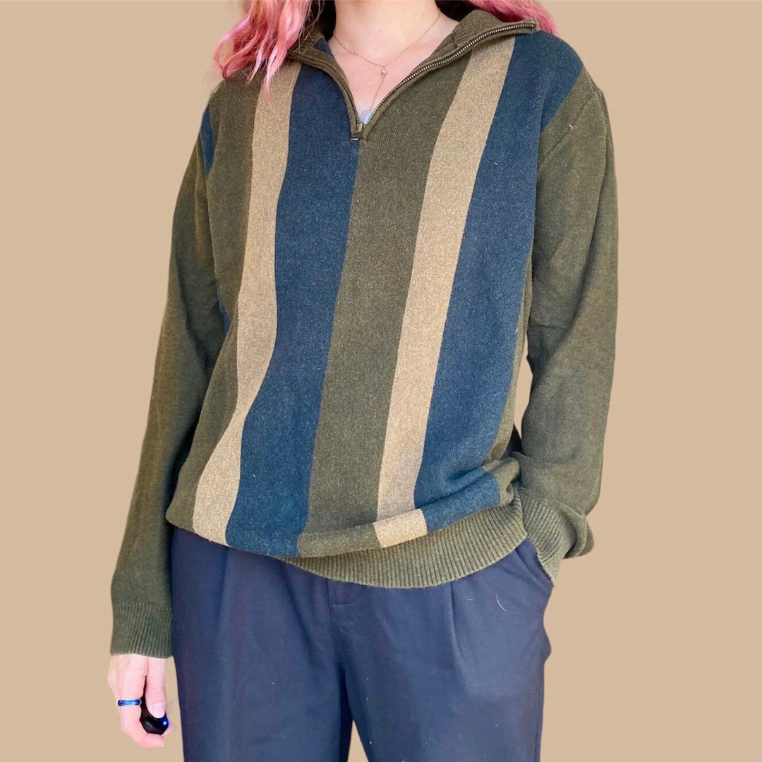 Vintage 80s GAP Neutral Green Quarter Zip Sweater - Etsy