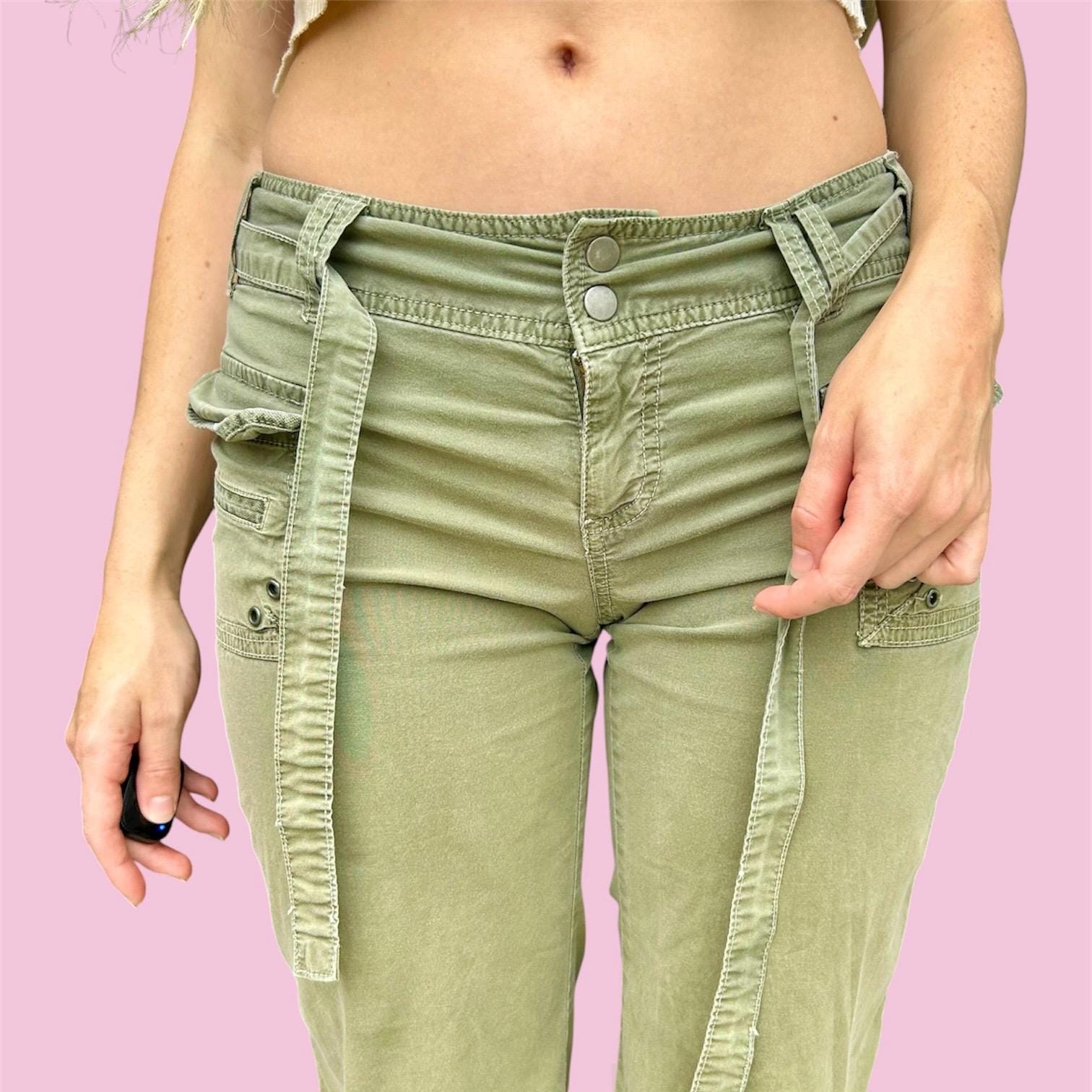 Vintage Early 2000’s Army Green Low Rise Bermuda Cargo Short Capris ...