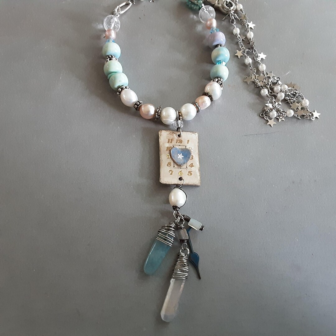 Handcrafted Resin Collage Watch Face With Moonstone Quartz Crystal and ...