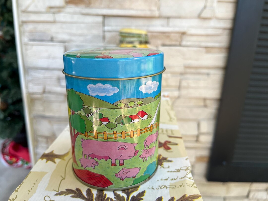 Pig Tin, Small Round Tin, Farmhouse Tin, Farm Animals, Pig Decor - Etsy