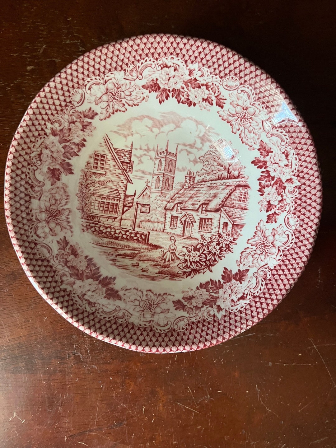 Transferware Bowl, Red Transferware, Royal Art - Etsy