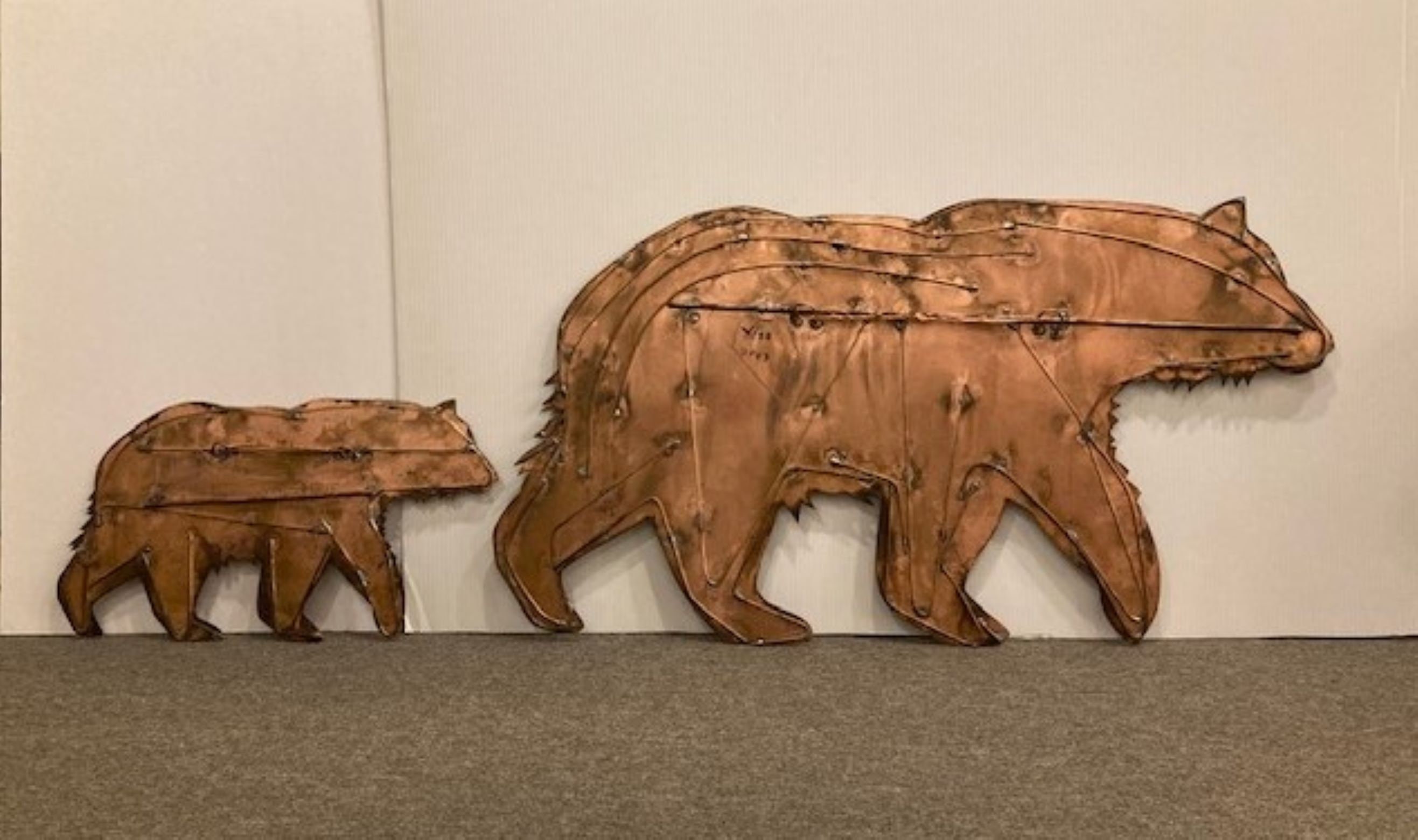 Custom Solid Copper One Bear Wall Sculpture. Outdoor or Indoor. Antique ...