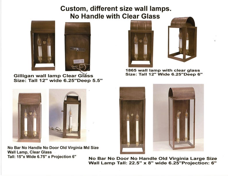 Different Size Wall Lamps No Handle,antique Copper,clear Glass.outdoor ...