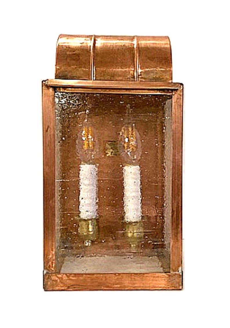 Semi Flush Mount Raw Copper Wall Lantern.seedy Glass.solid Copper ...
