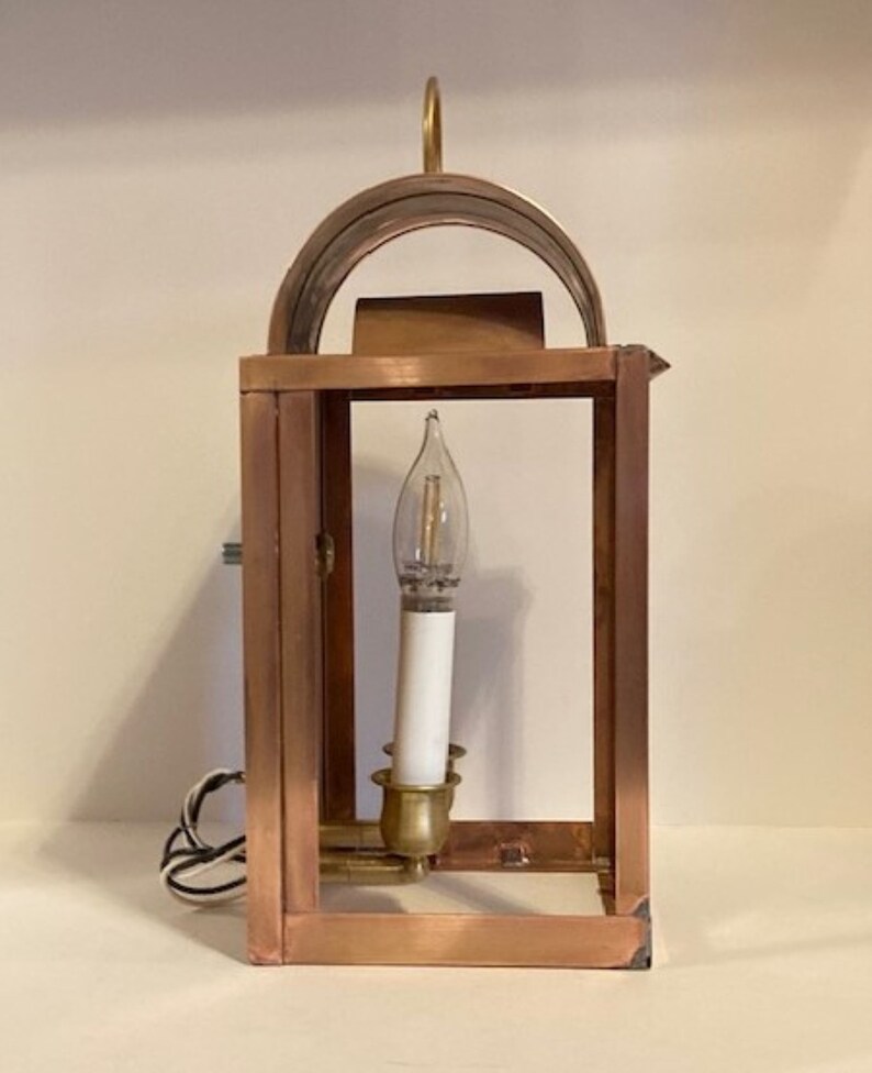 Custom Copper Lanterns in Raw Copper. Wall Lamps. Clear Glass or Seedy Glass. Solid Copper ...