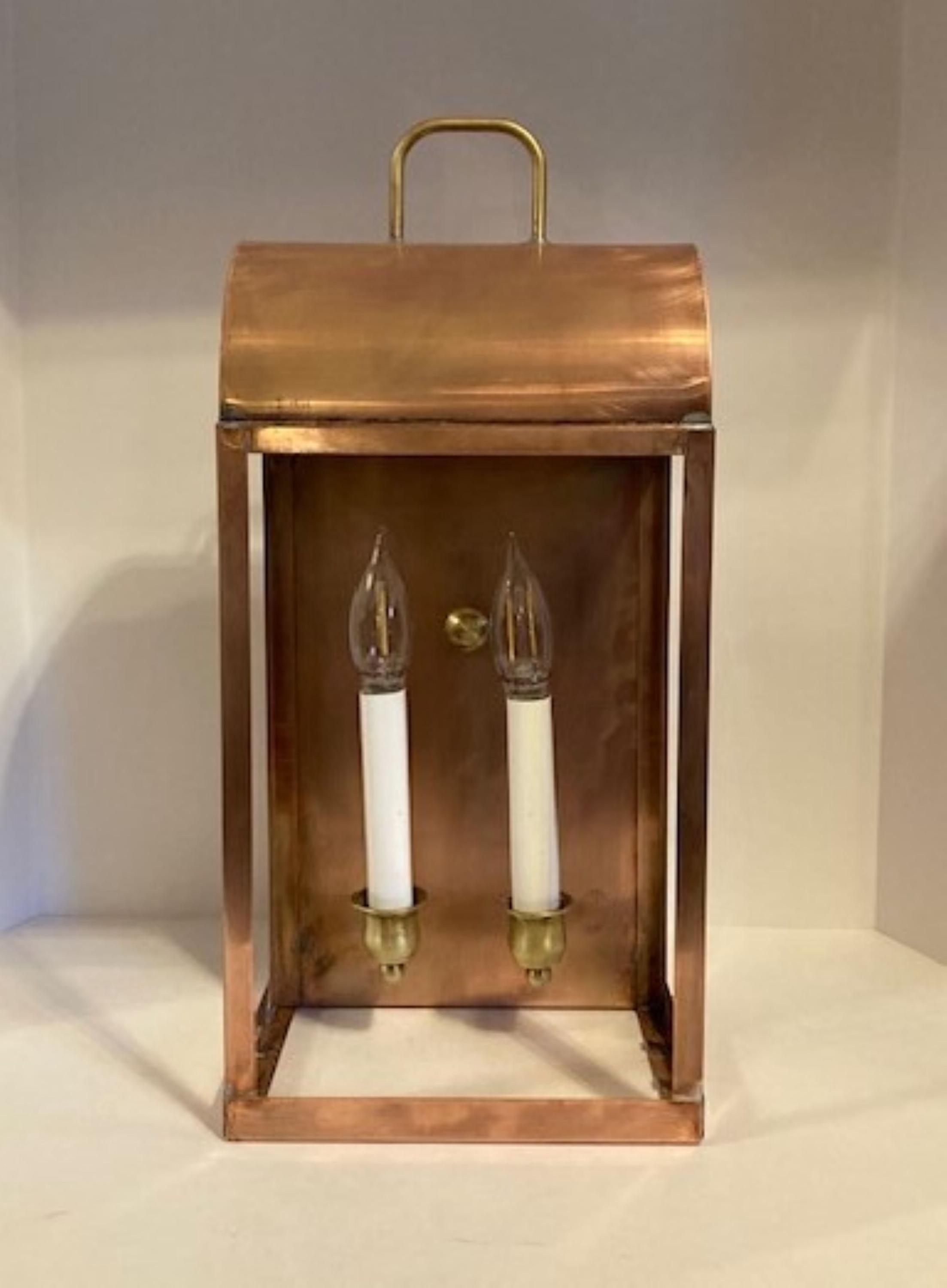 Custom Copper Lanterns in Raw Copper Wall Lamp. Seedy or Clear Glass ...