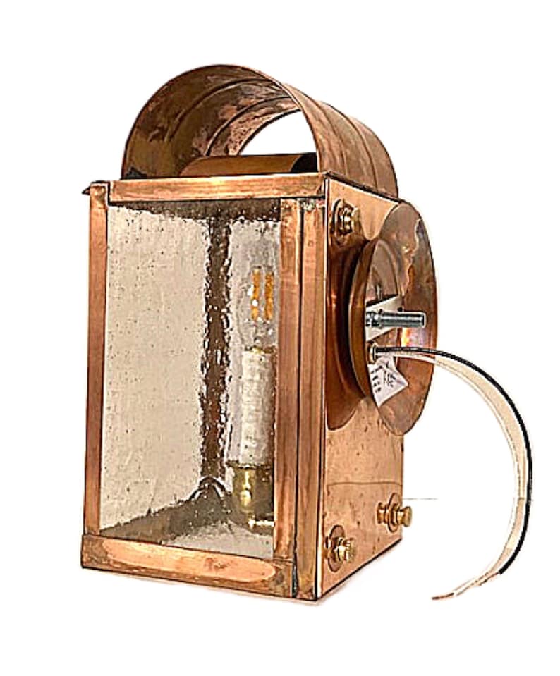 Semi Flush Mount Raw Copper Wall Lantern.seedy Glass.solid Copper ...
