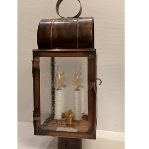 1860 Barkentine Post Lantern, Solid Copper, Antique Copper, Handmade in USA. Rustica, Outdoor ...