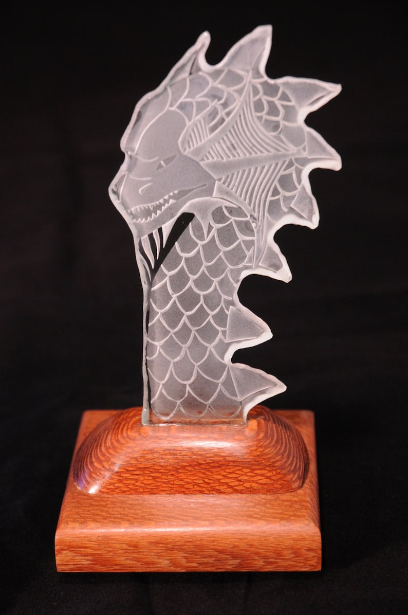 Cast and Etched Glass Dragon Box OOAK | Etsy