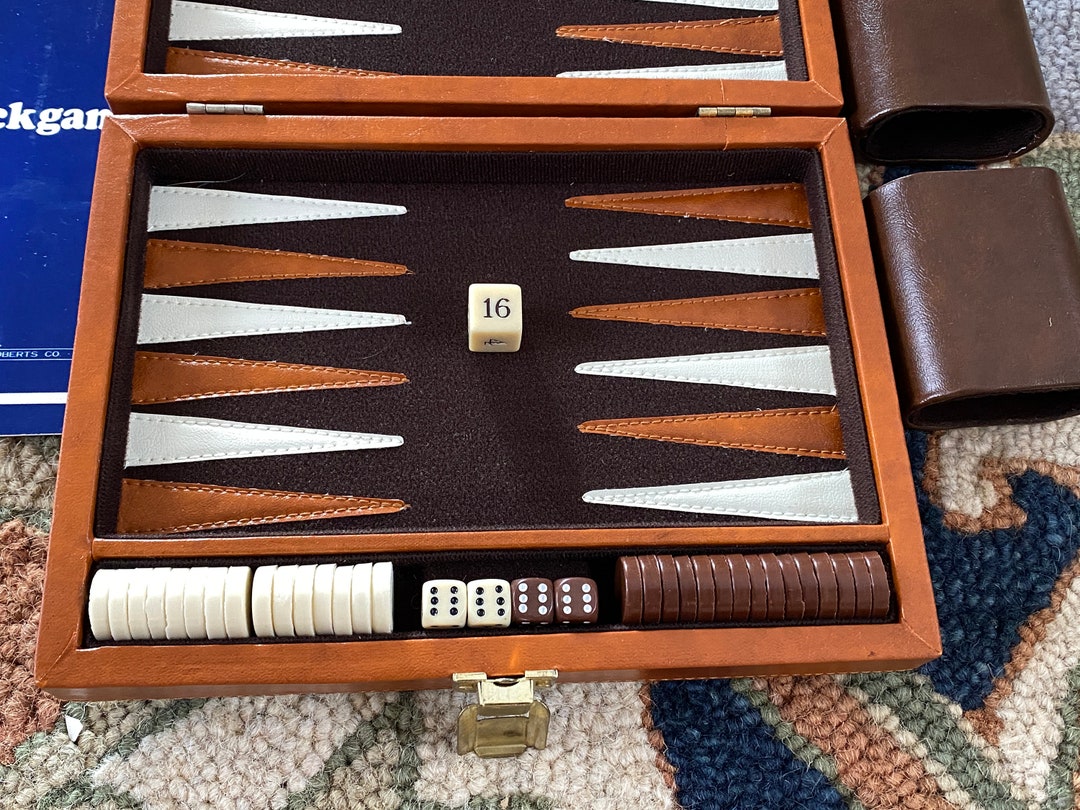 Vintage Backgammon Travel Game, Fred Roberts Co., San Fran., "tuck in ...